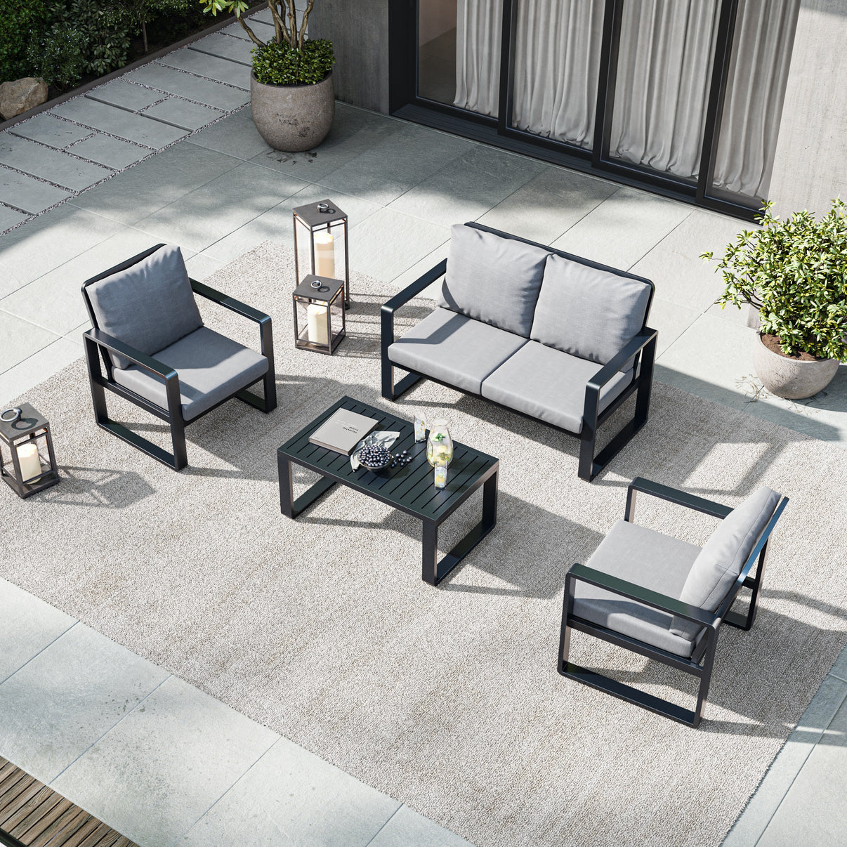 Solis Big and Tall Outdoor Patio Conversation Set – Fraisco Outdoor Living